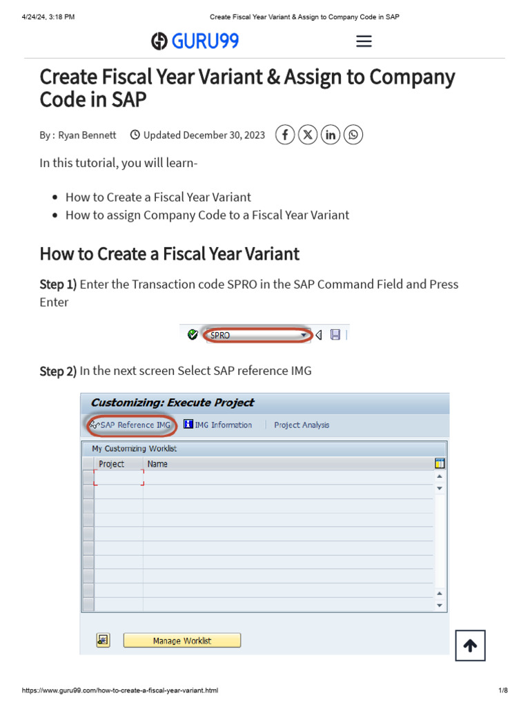 Create Fiscal Year Variant & Assign To Company Code in SAP | PDF | Invoice | Computing