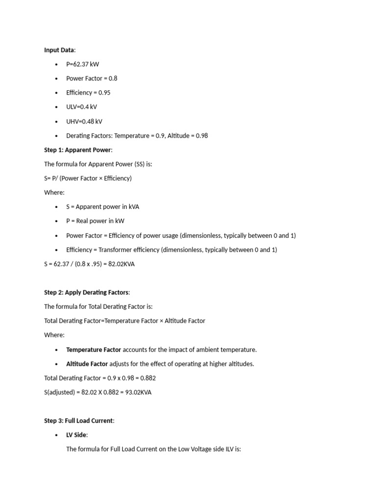 Transformer Sizing Calculation 1 | PDF