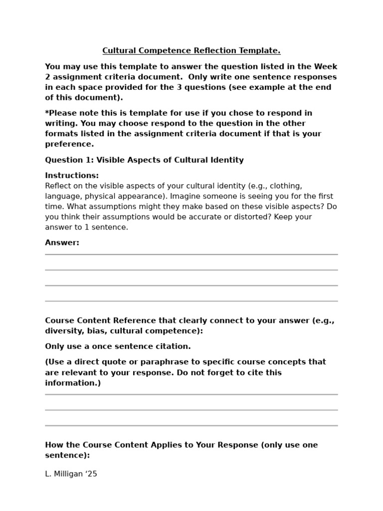 Cultural Competence Reflection Template | PDF | Stereotypes | Bias