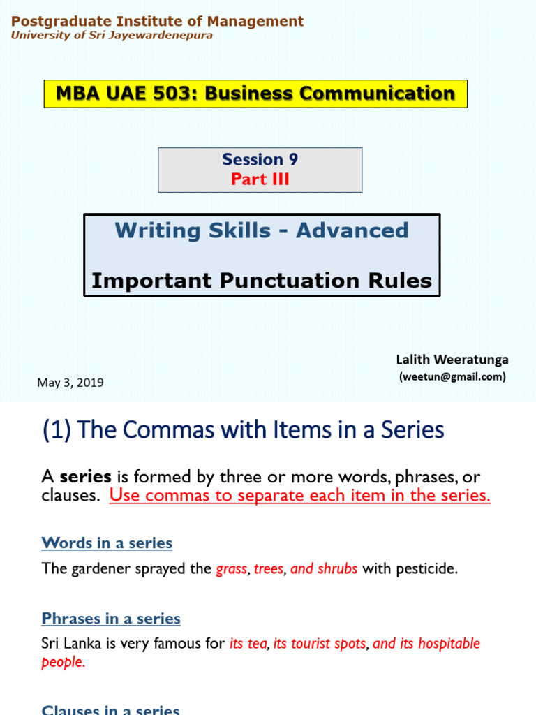 Session 10_Part III_Punctuation Rules | PDF | Comma | Ellipsis
