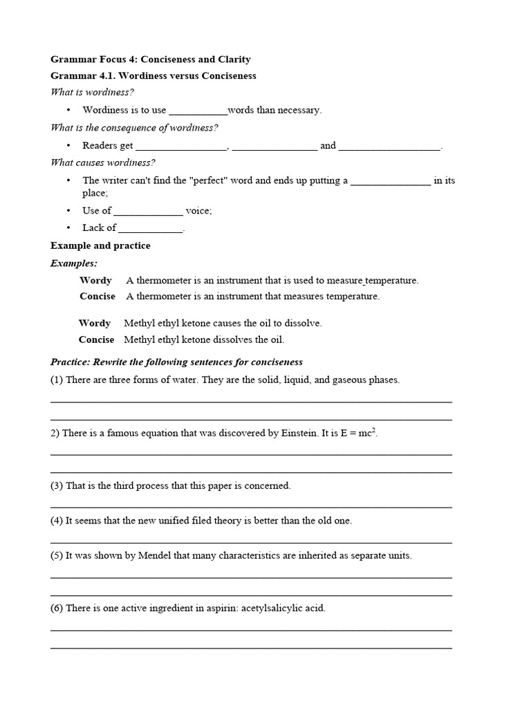 Conciseness and Clarity in Writing | PDF | Sentence (Linguistics ...