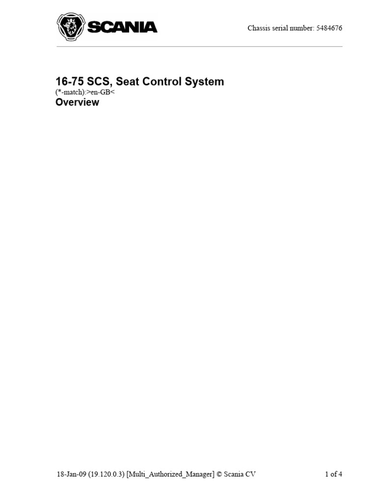SCS, Seat Control System - Overview | PDF