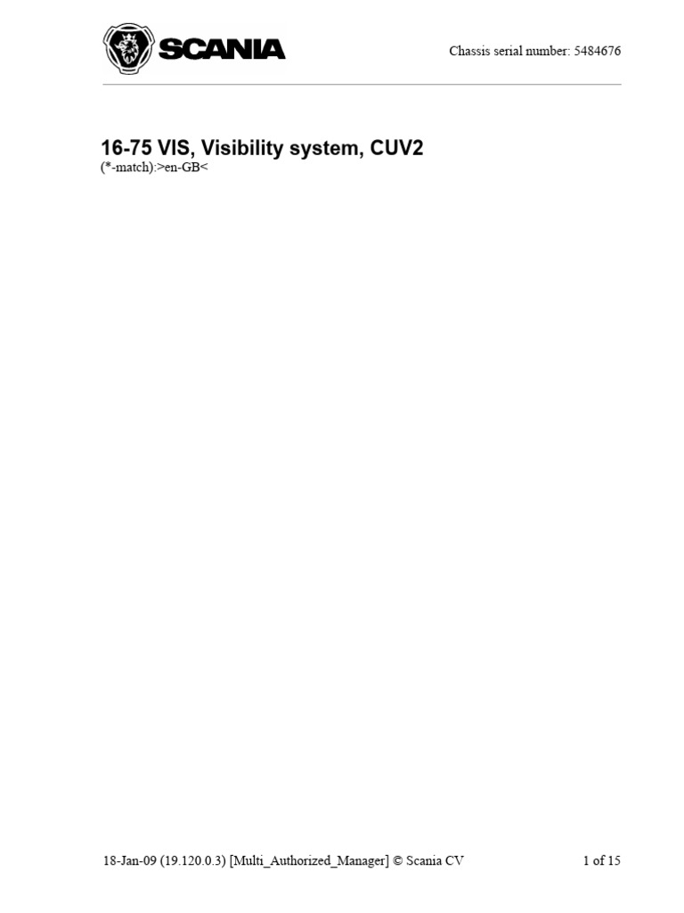 Scania CUV2 Visibility System Guide | PDF