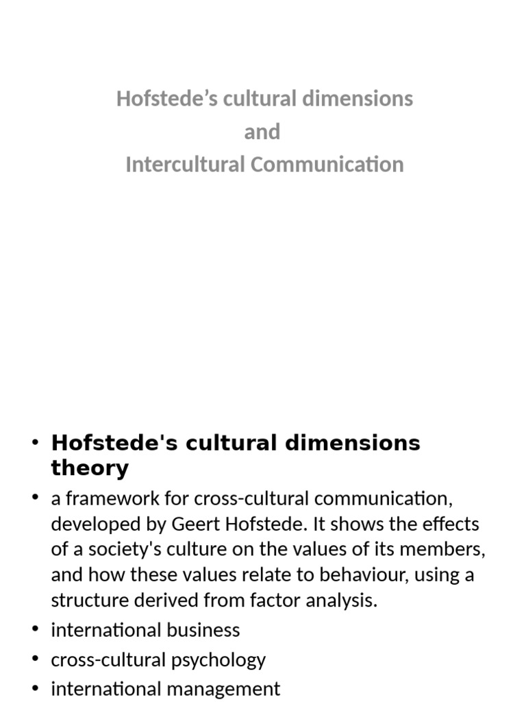 Hofstede's Cultural Dimensions Explained | PDF | Psychological Concepts ...