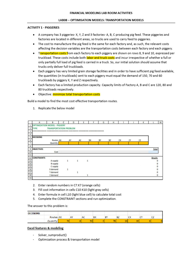 Lab08 Optimisation Models Allocation and Network | PDF | Mathematical Optimization | Applied ...