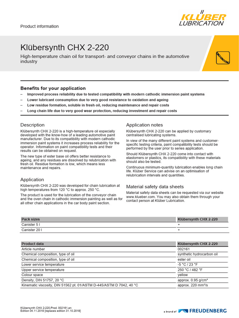 Klübersynth_CHX_2-220_EN_en | PDF | Paint | Oil