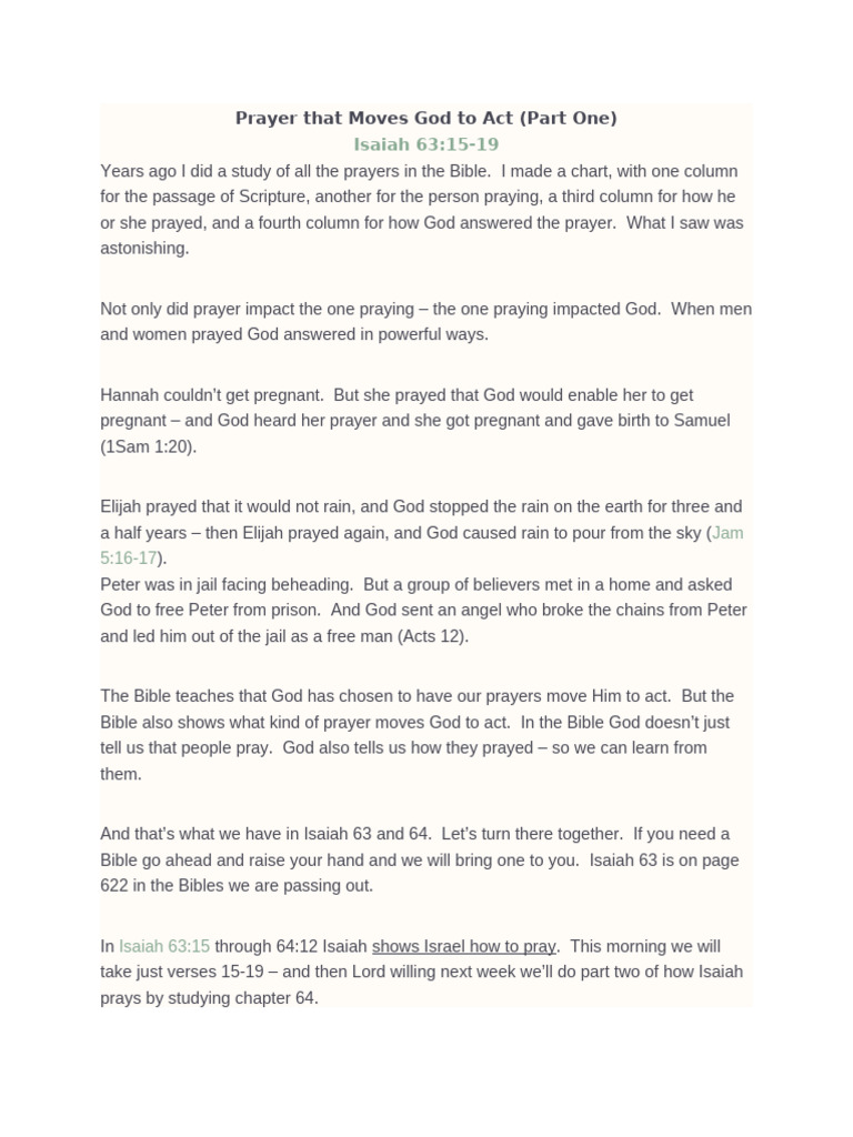 Prayer That Moves God To Act | PDF | Prayer | Glory (Religion)