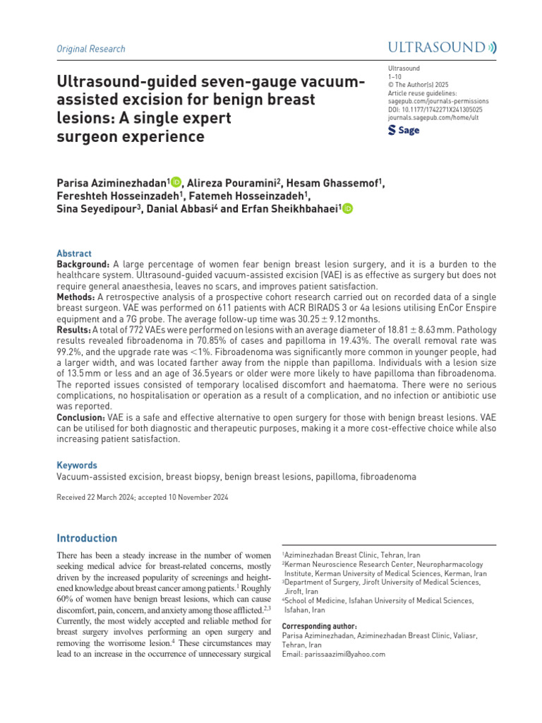 Ultrasound-Guided Seven-Gauge Vacuum-Assisted Excision For Benign ...