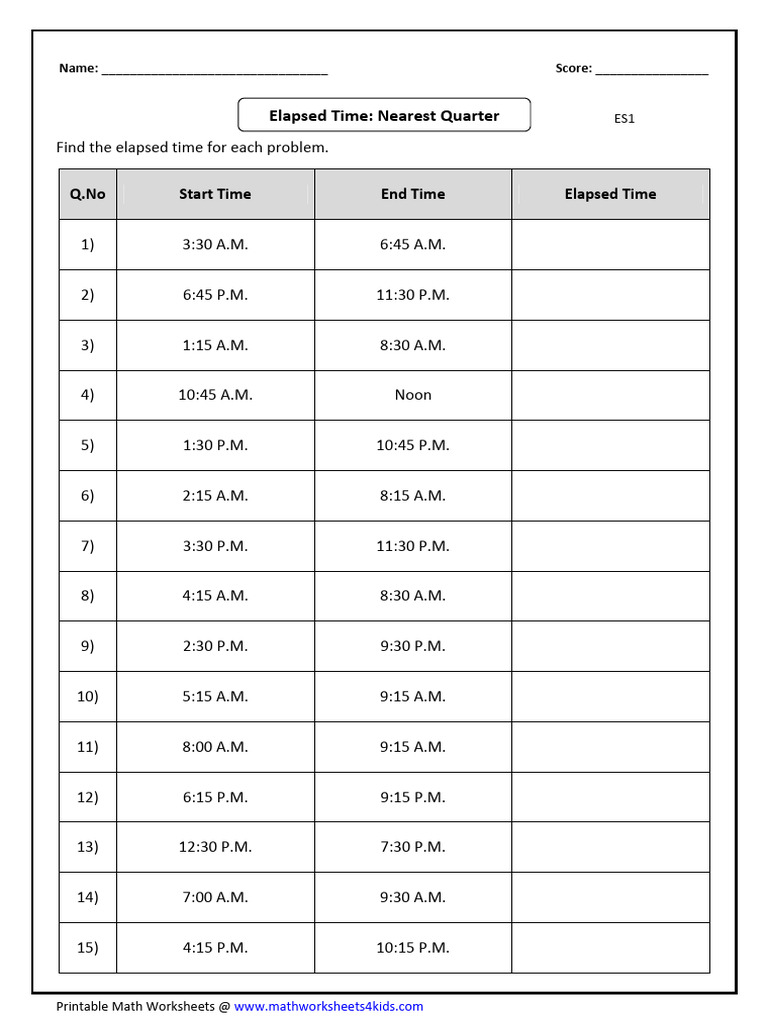 Elapsed Time Quarterly Easy1 | PDF | Units Of Measurement | Spacetime