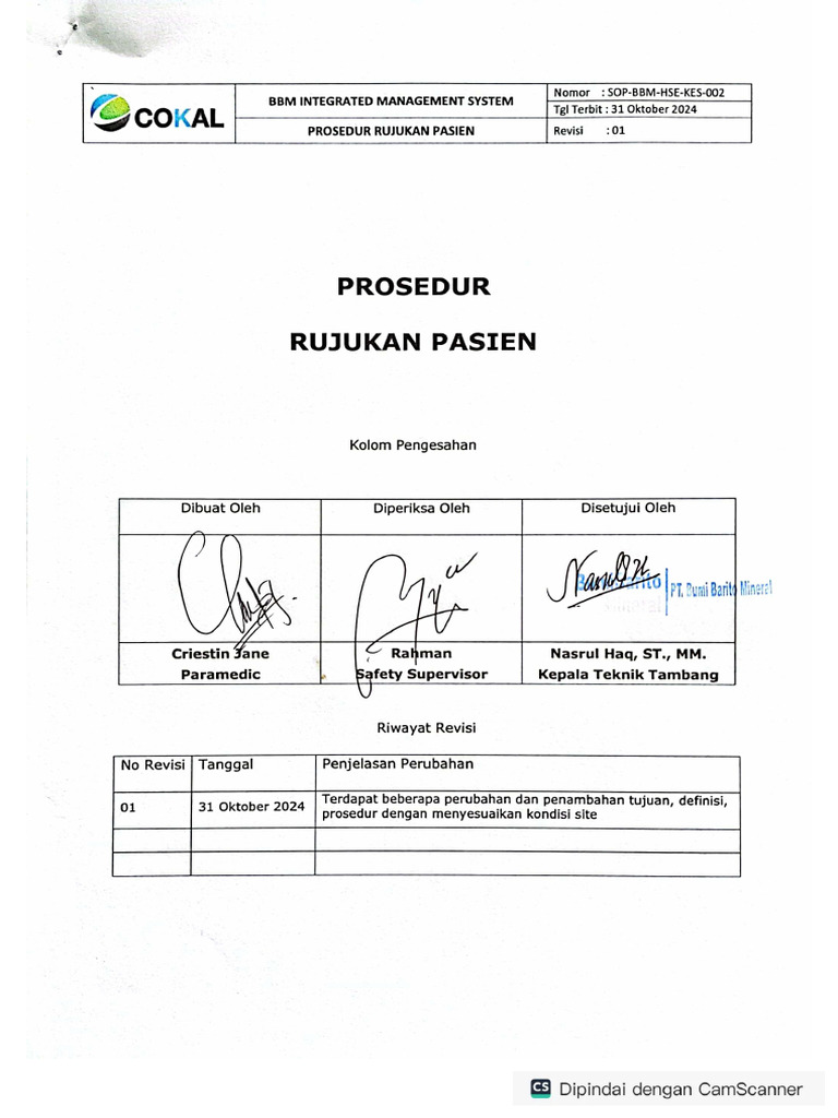 Sop-Bbm-Hse-Kes-002 Prosedur Rujukan Pasien | PDF