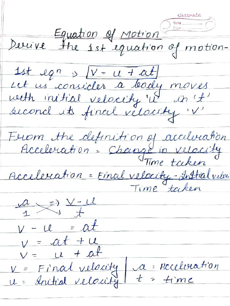 Equations of Motion Derivation | PDF