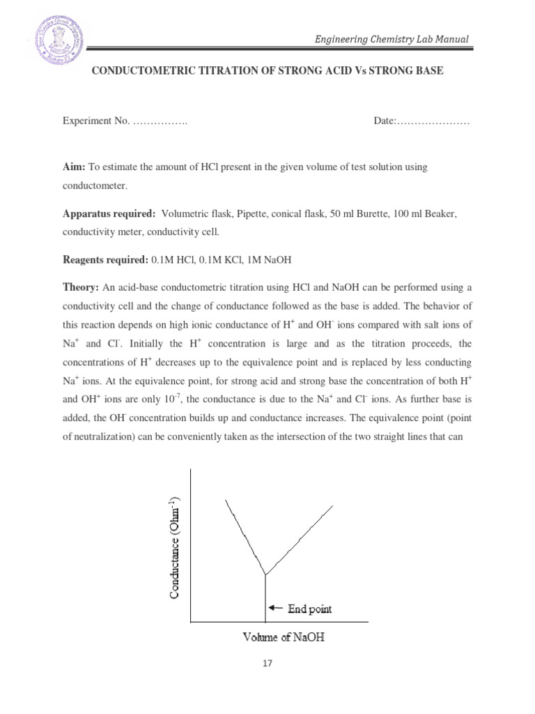 Sem Ii Conductometric Titrations SG | PDF | Titration | Chemistry
