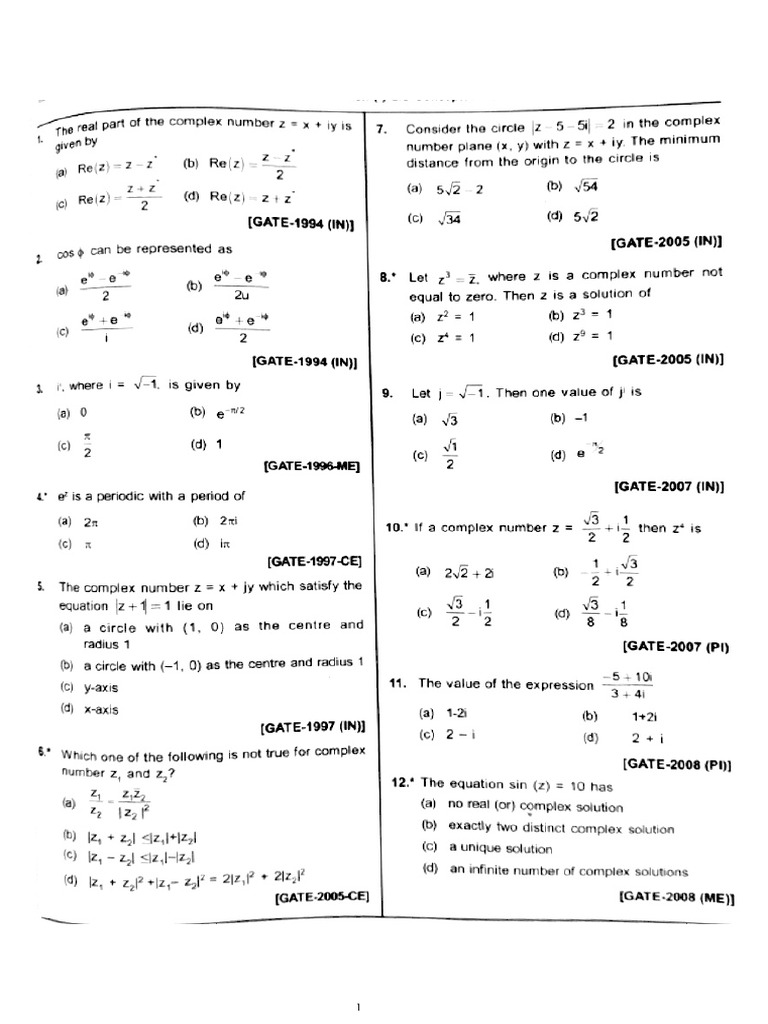 Complex Numbers PYQ | PDF