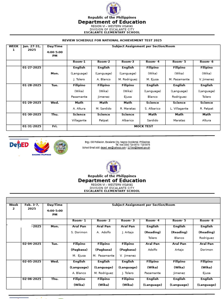 Nat Review Schedule | PDF