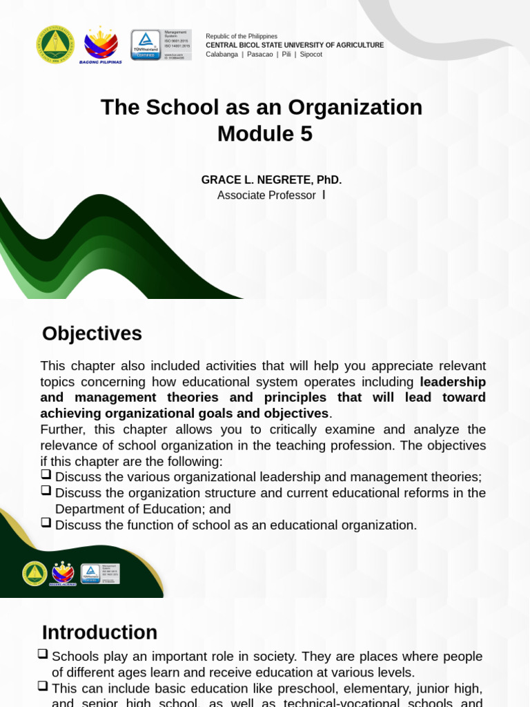 Module 5 - The School As An Organization | PDF | Bureaucracy | Max Weber