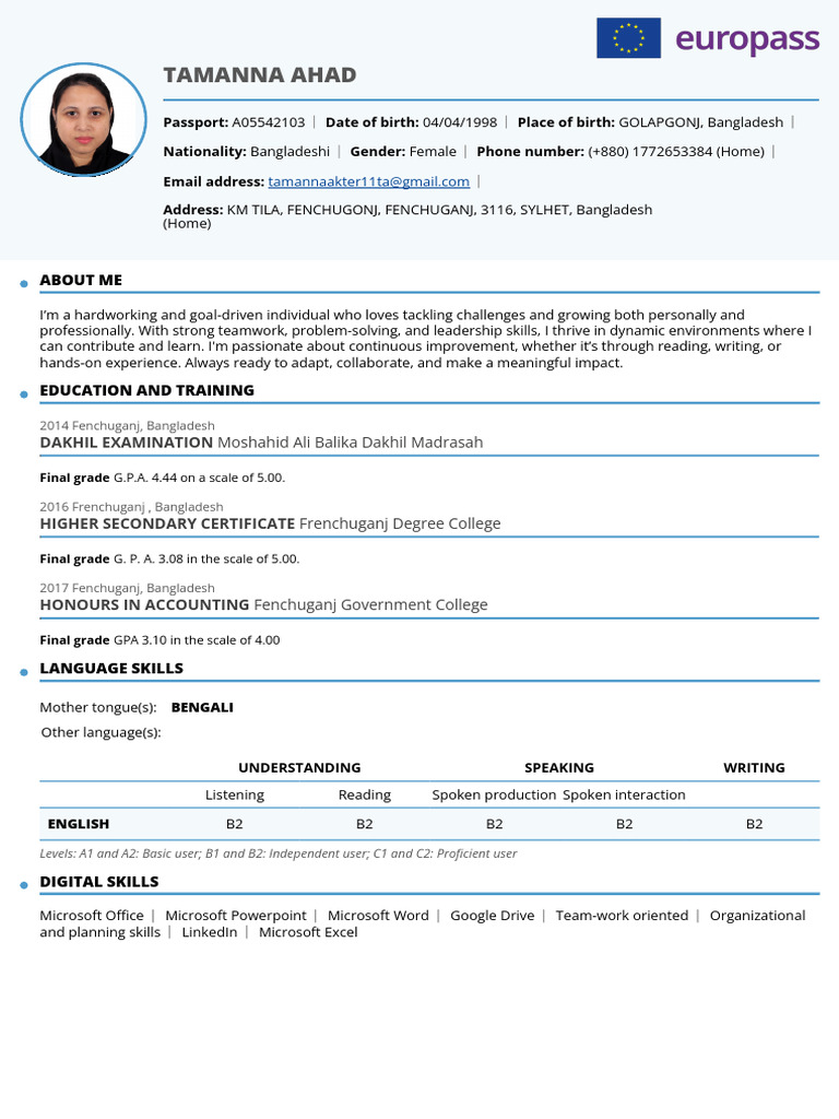 ANIK PAUL Final Europass Cv | PDF