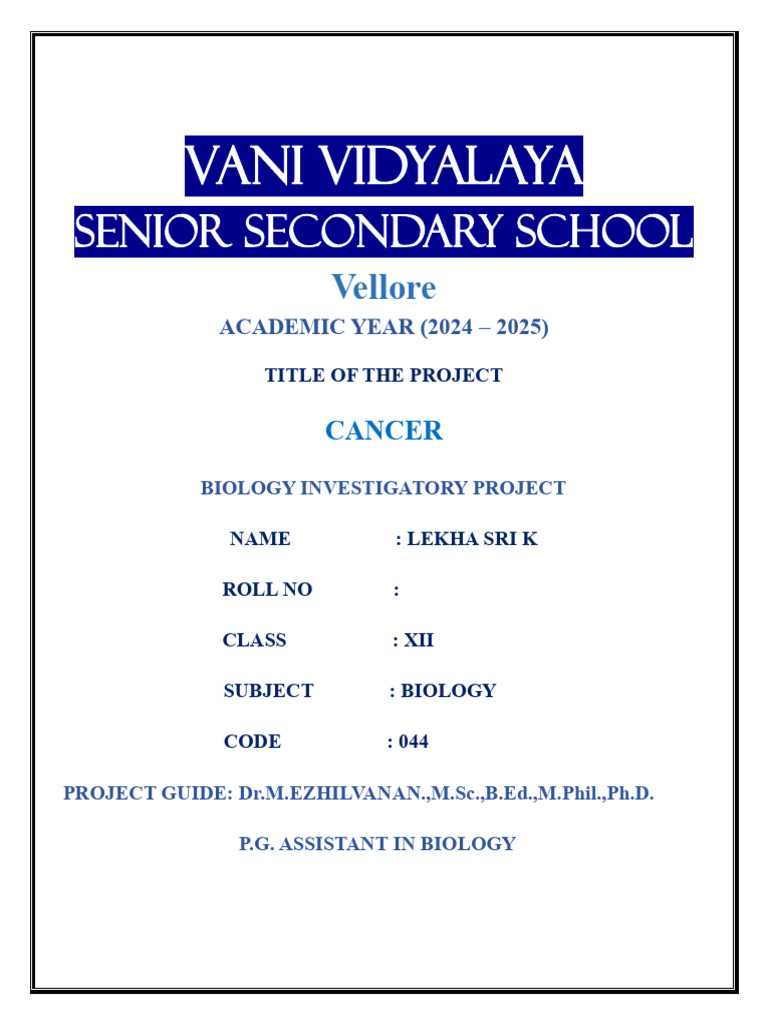 Cancer Biology Project by Lekha Sri | PDF