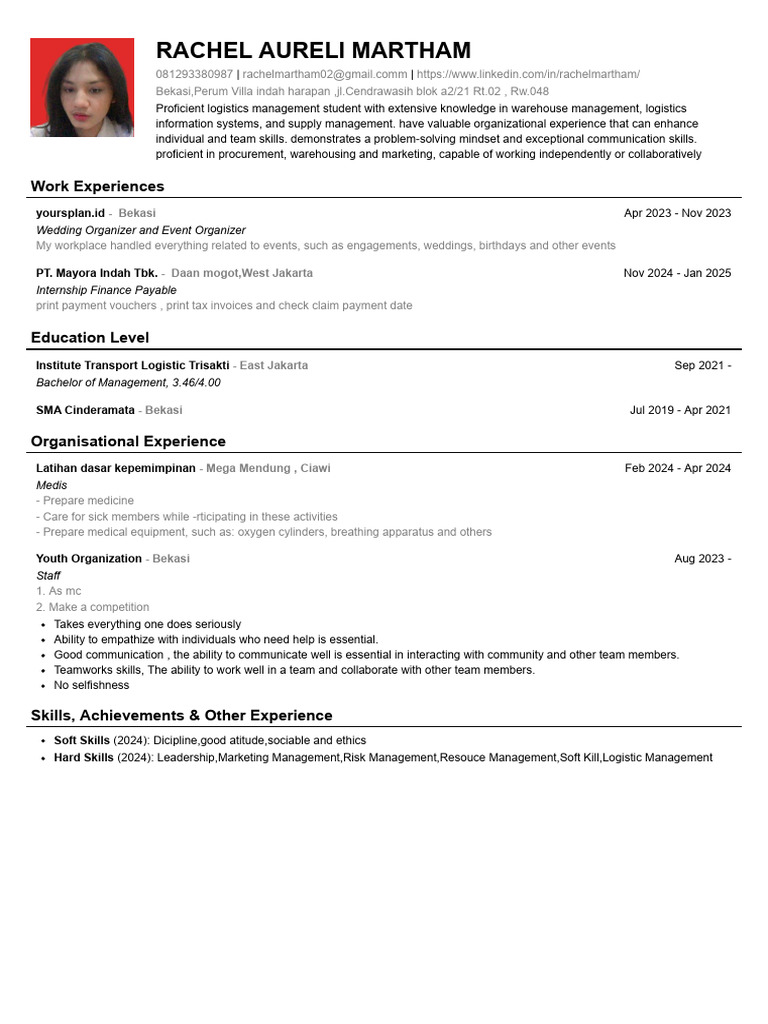 Resume-Rachel Aureli Martham | PDF | Business