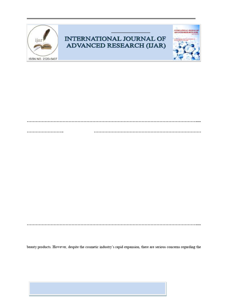 EXPLORING THE IMPACT OF HEAVY METAL CONTAMINATION IN COSMETICS ON ...