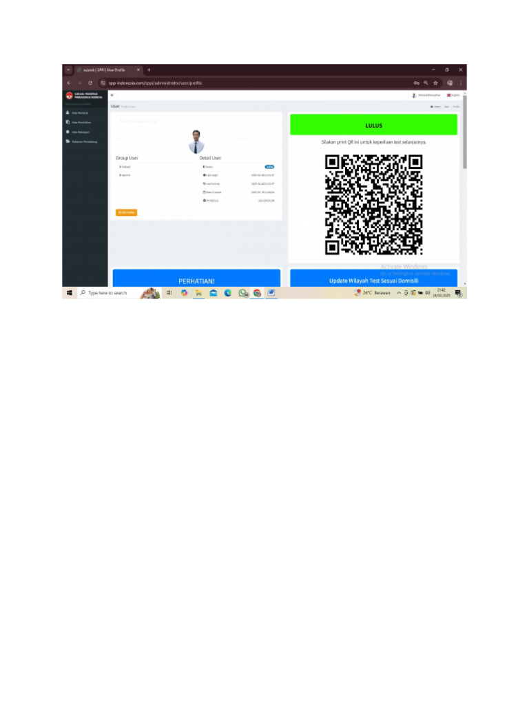 PENGUMUMAN PESERTA PEMERIKSAAN PSIKOLOGI ONLINE Madan | PDF