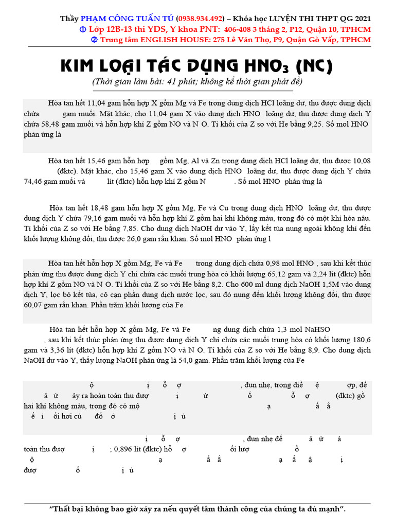 Kim Lo I + Hno3 (NC) | PDF