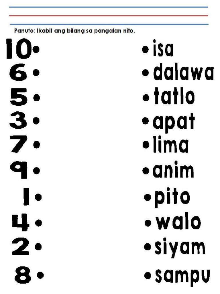 Matching Numbers 1-10 | PDF