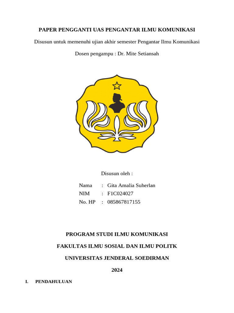 3, Paper Pengganti Uas Pengantar Ilmu Komunikasi (Autorecovered) (Autorecovered) | PDF