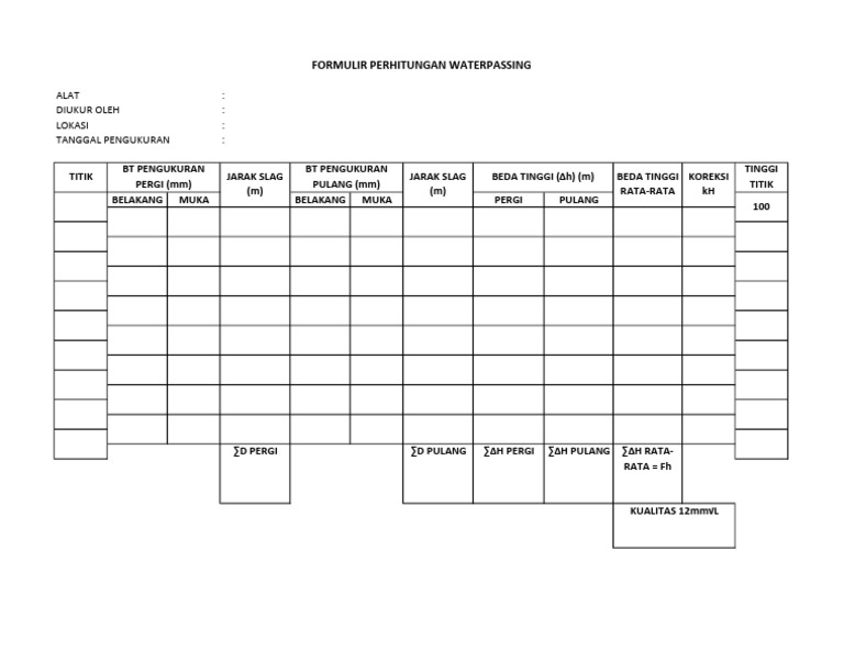 5c. Formulir Perhitungan Waterpassing | PDF