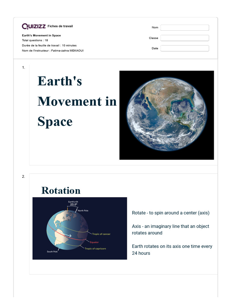 Earth's Space Movements Worksheet | PDF | Eclipse | Meteoroid