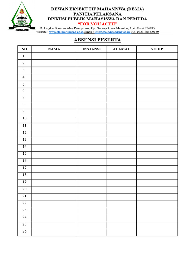 Absensi Peserta | PDF