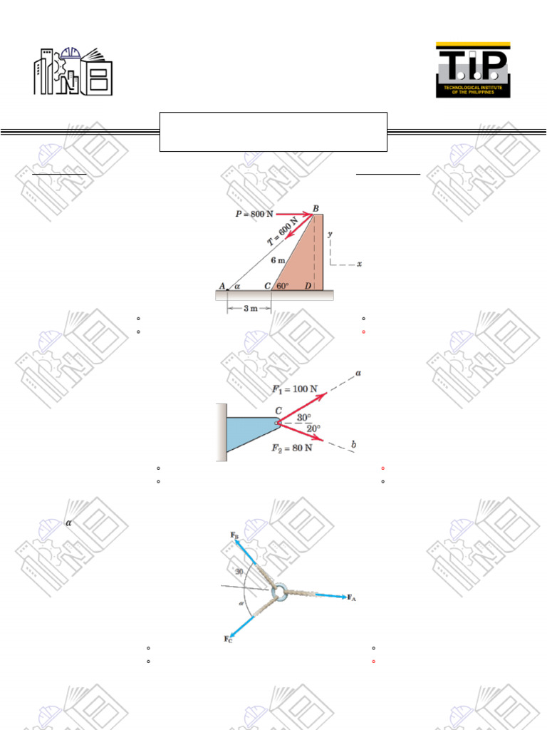 Statics Practice Problems | PDF | Force | Friction