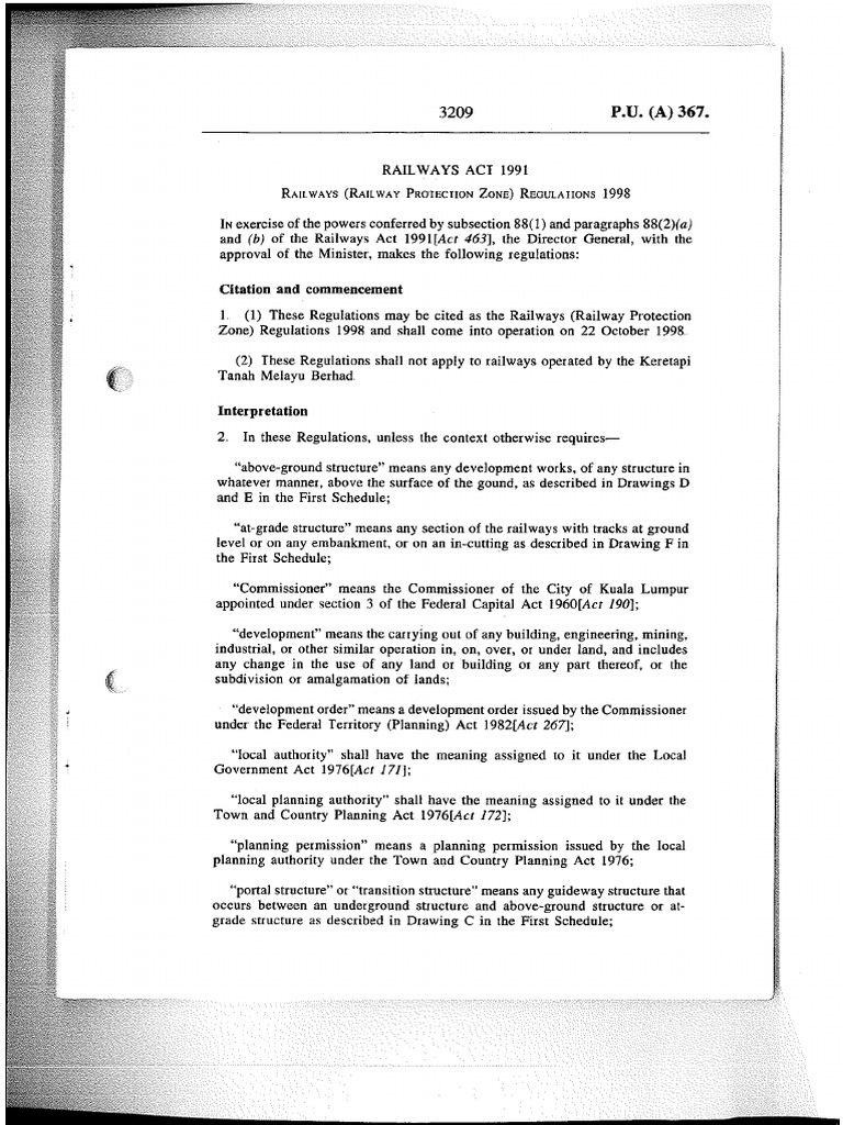 Railway Act 199. 1998 | PDF
