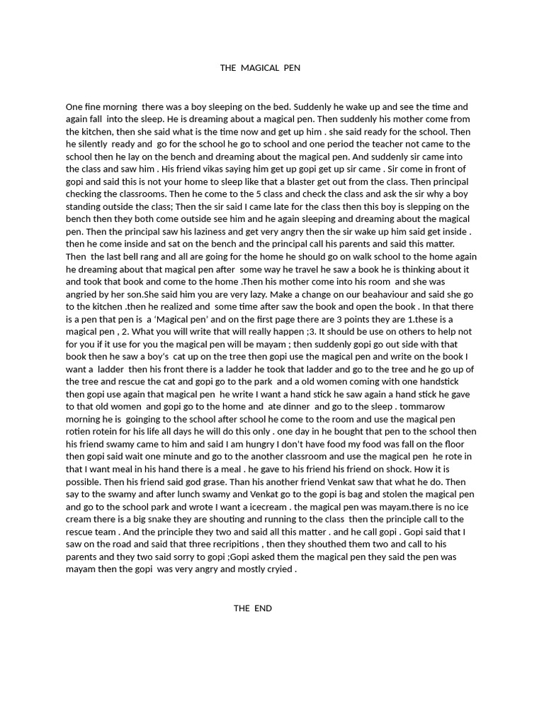 The Magical Pen Adventure | PDF