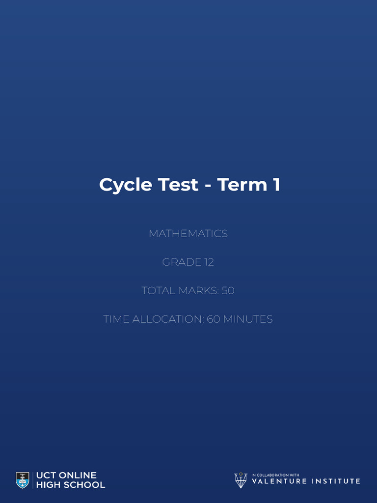 G12 - Mathematics - Term1 - Cycle Test | PDF | Circle | Function ...