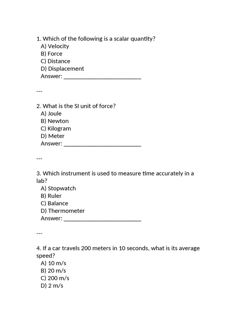 physics form 1 Paper 2 | PDF | Acceleration | Force