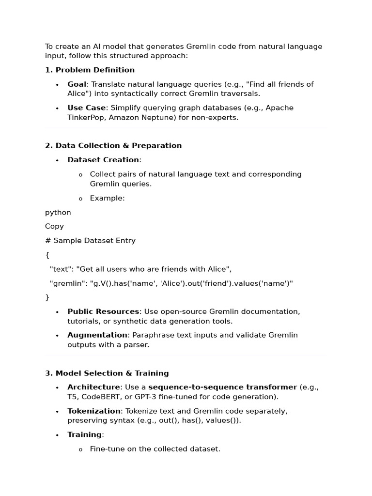 To Create An AI Model That Generates Gremlin Code From Natural Language ...