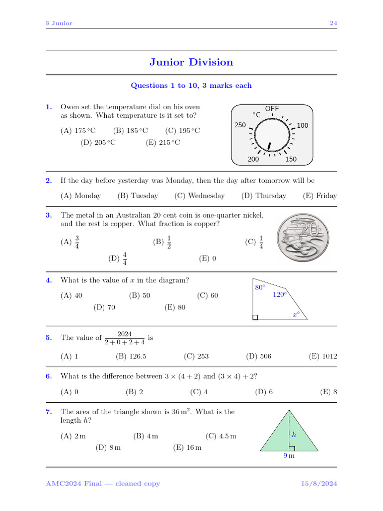 2024 AMC Paper Junior | PDF