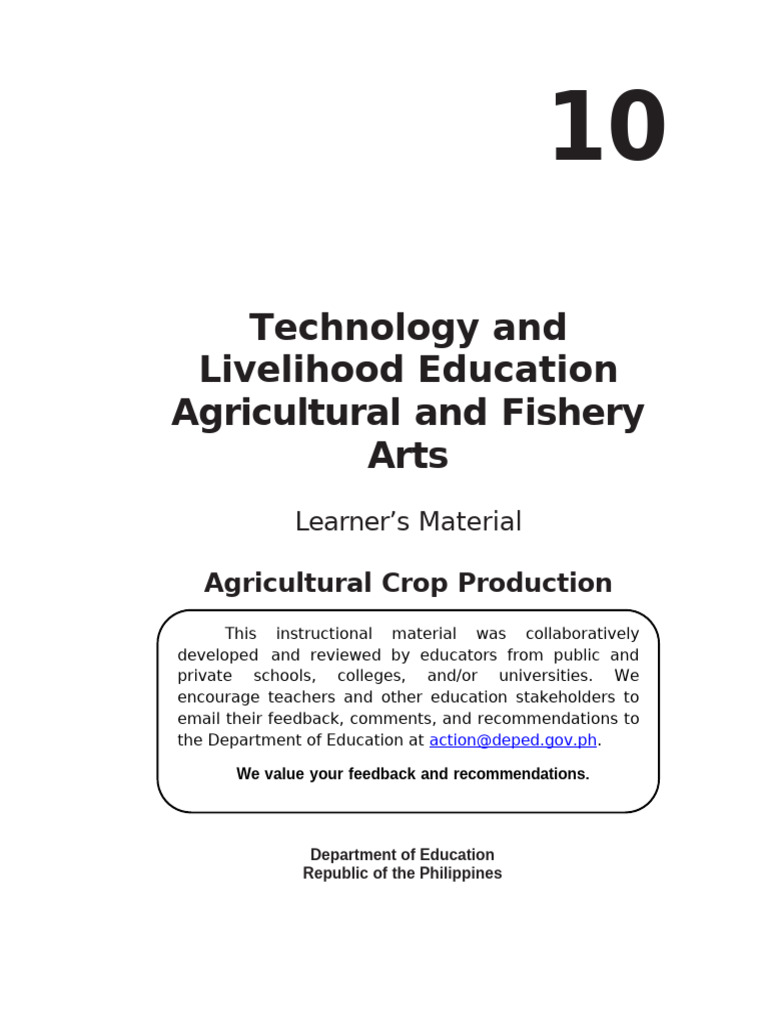 Technology and Livelihood Education Agricultural and Fishery Arts | PDF ...