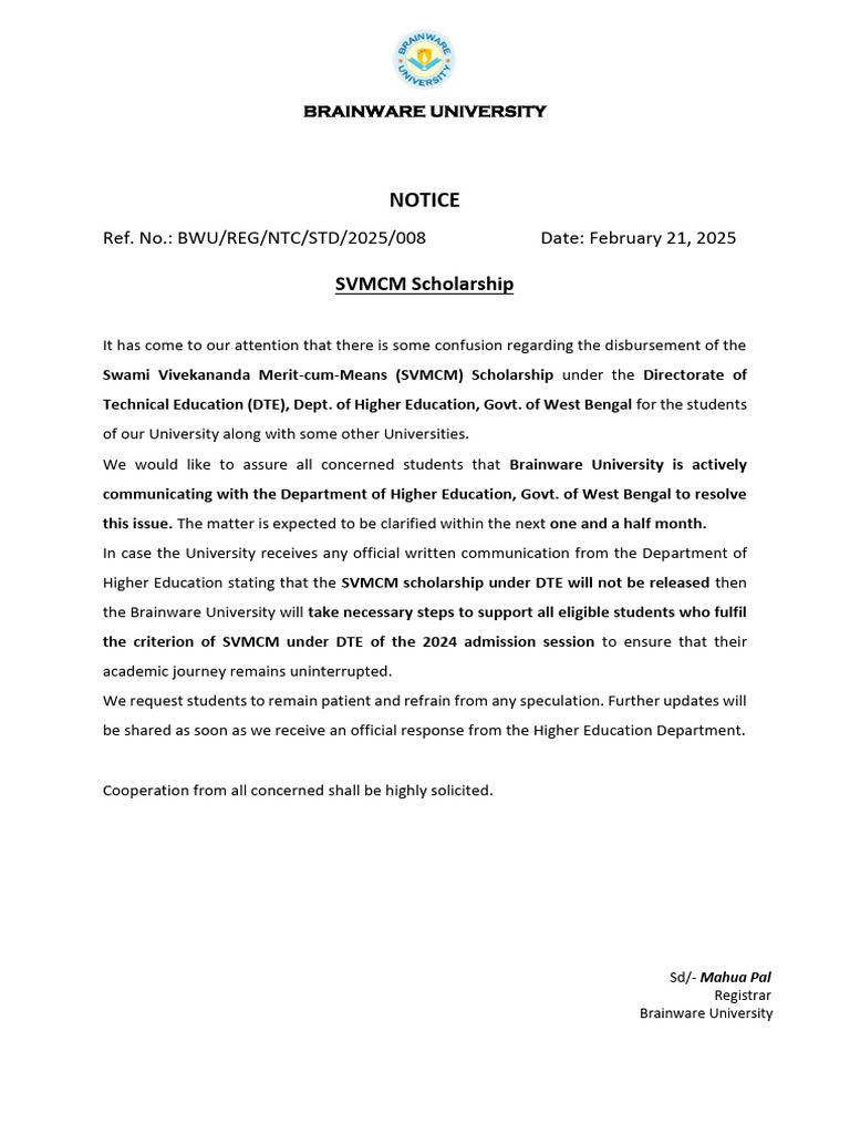 Student Notice 2025-02-21 SVMCM Scholarship | PDF