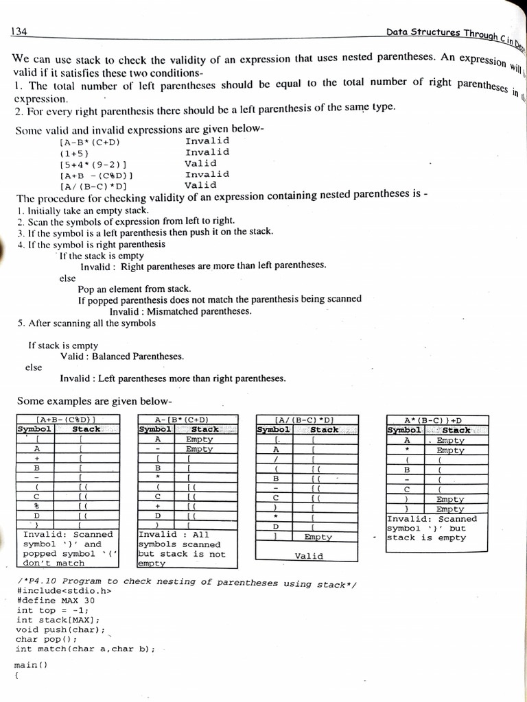 Validating Nested Parentheses with Stack | PDF | Mathematical Notation | Notation