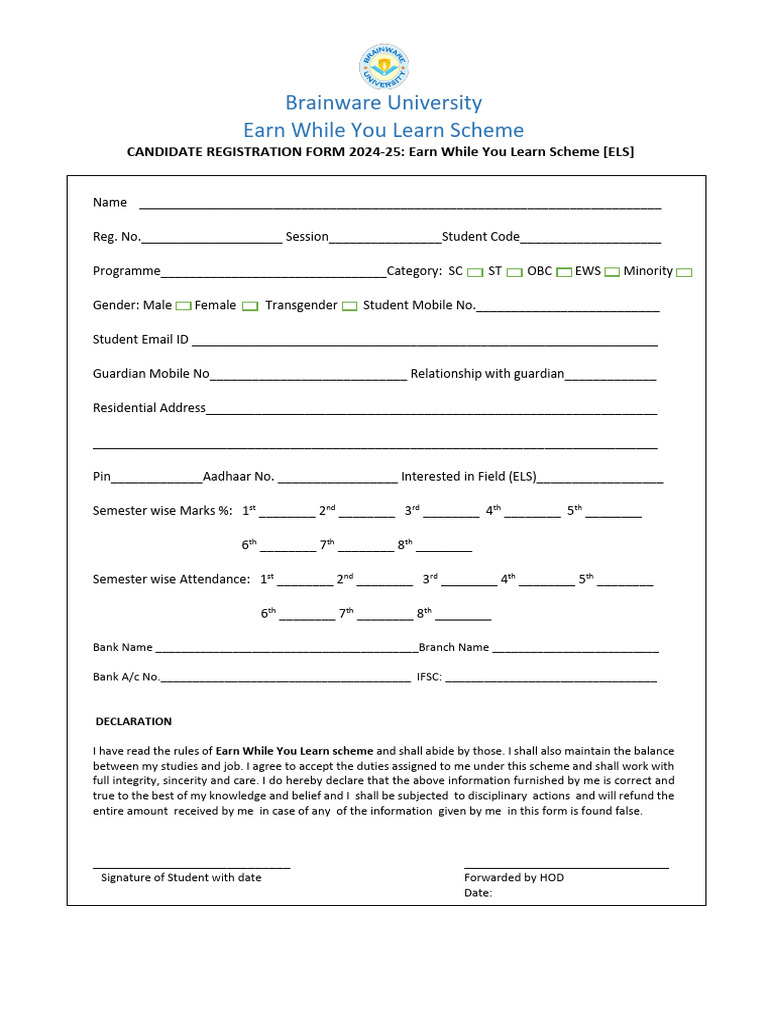 Student Notice 2025 - 02!08!005 Earn While Learn Scheme 2024-25 Form | PDF