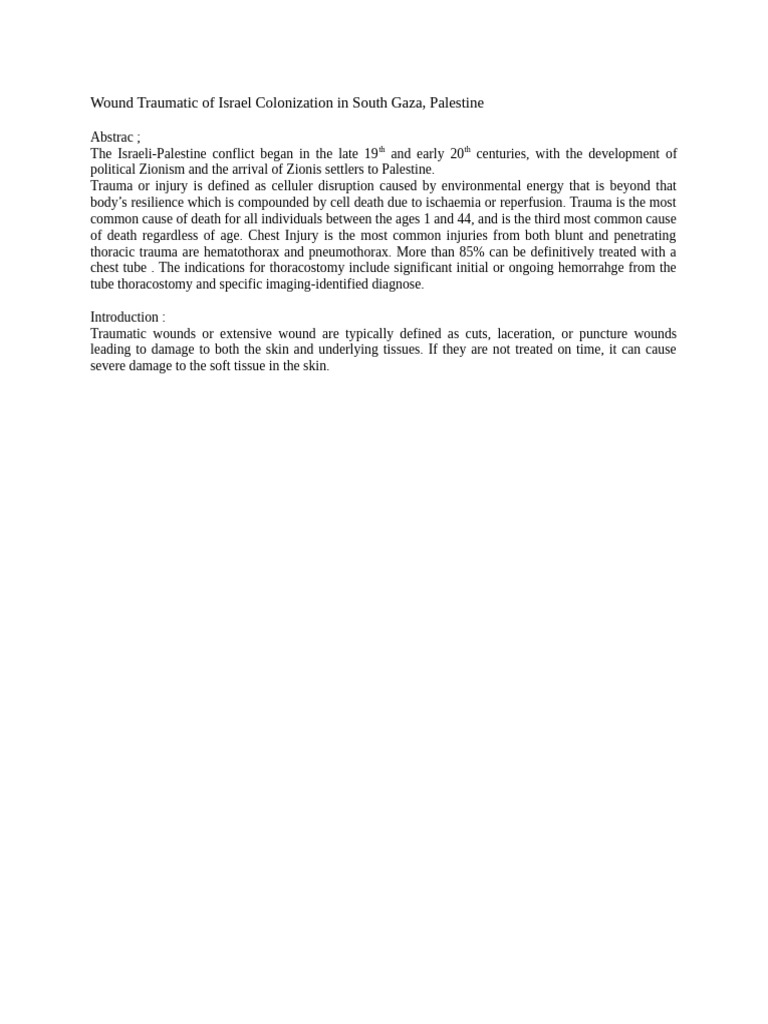 Traumatic Wounds in South Gaza Conflict | PDF