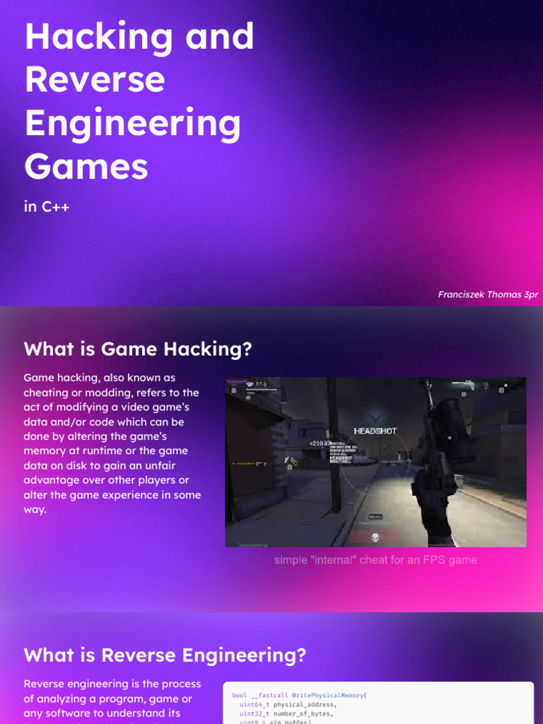 Introduction to Game Hacking and Reverse Engineering Games | PDF | Cheating In Video Games ...
