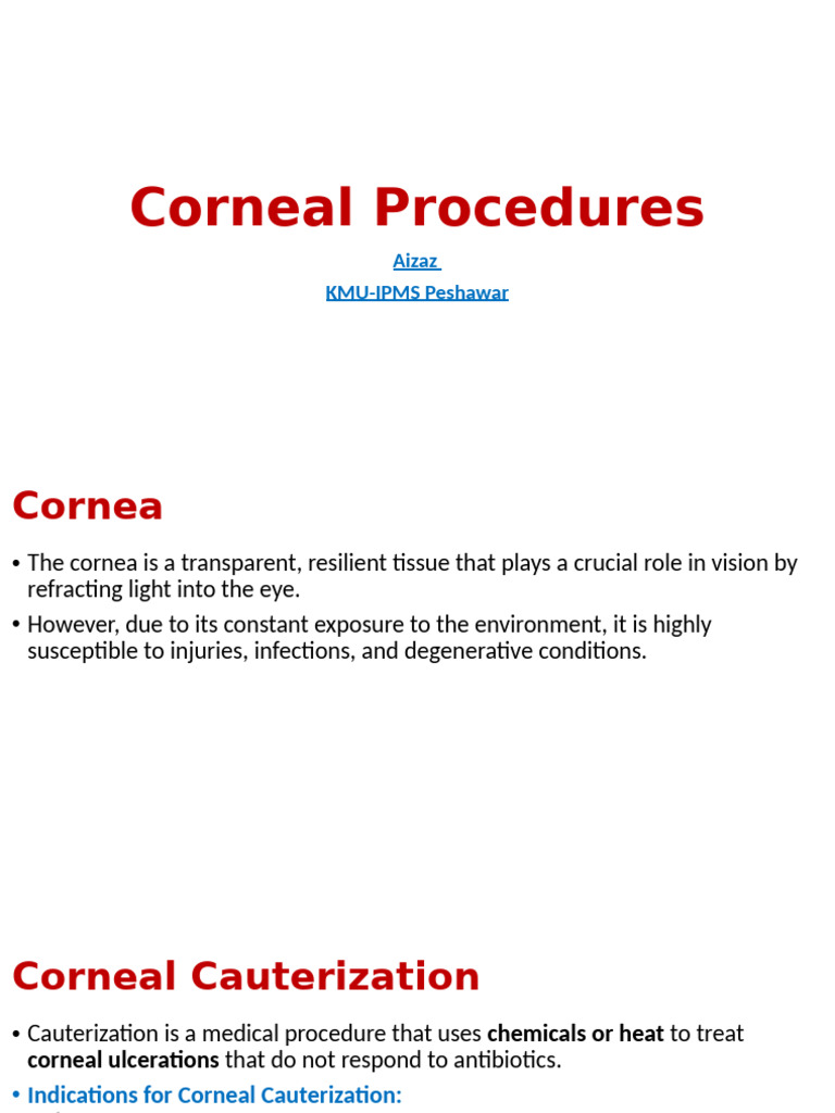 Comprehensive Guide to Corneal Procedures | PDF | Cornea | Myopia