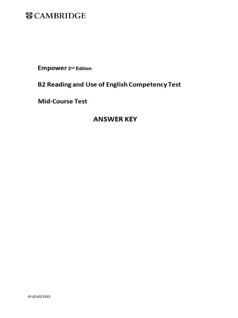 Mid Course Competency Reading Test Answer Key | PDF
