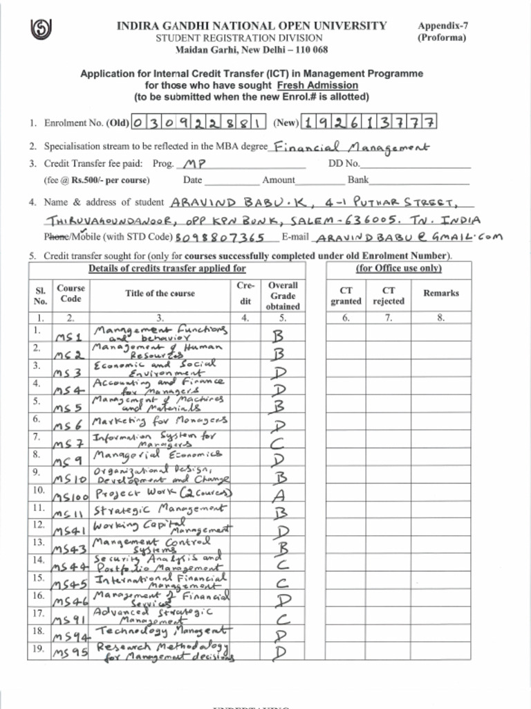 IGNOU MBA Grade Card and Admission Info | PDF | Academic Degree ...