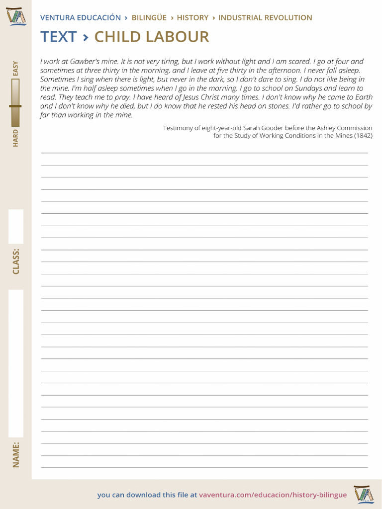 TEXT HISTORY: Child Labour | PDF