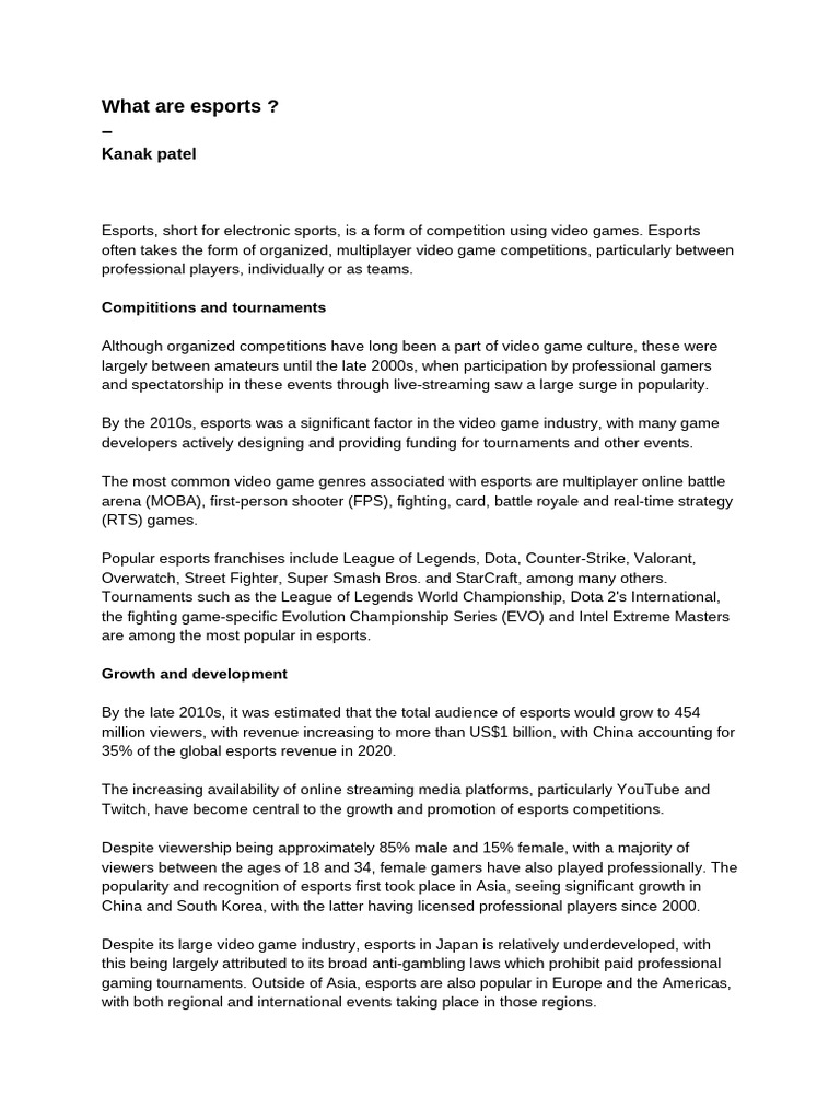 What Are Esports | PDF