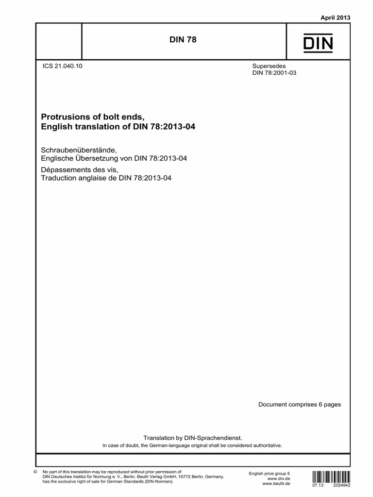 Din 78-2013 | PDF