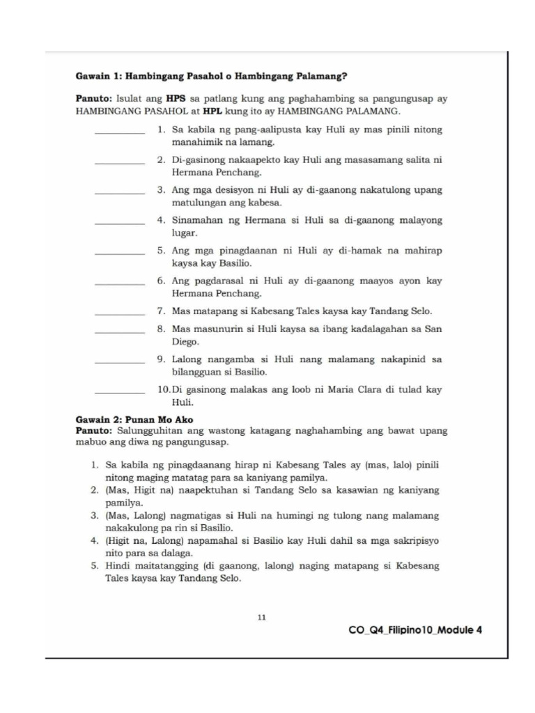 Filipino Activity | PDF